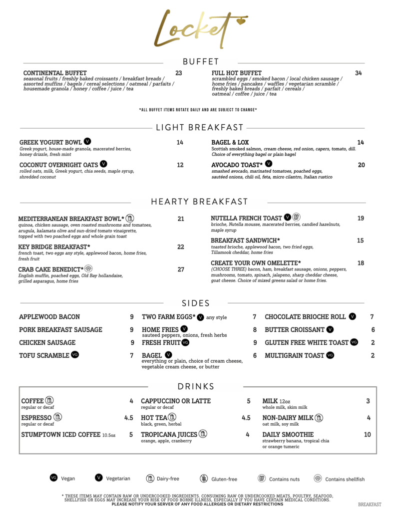 Breakfast Menu - Locket Rosslyn